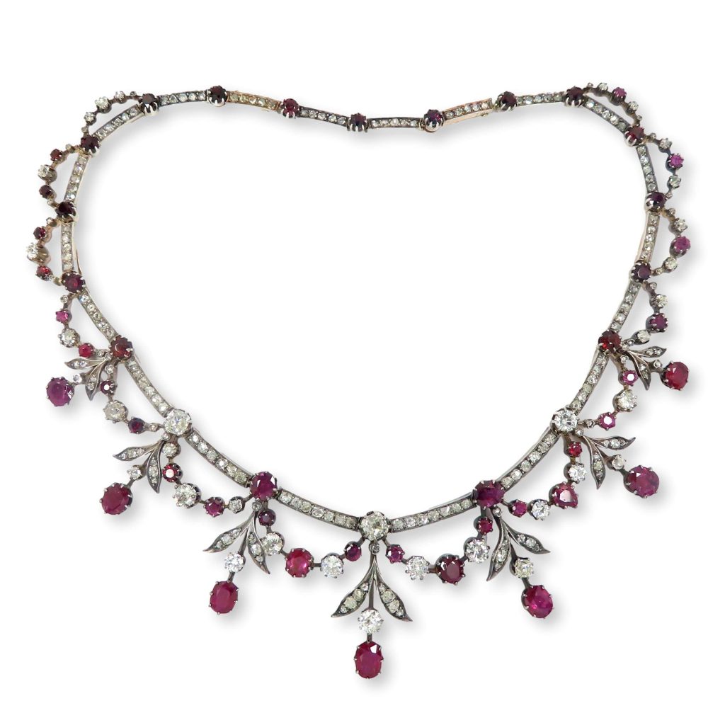 Antique French Ruby & Diamond Necklace - McKenna & Co