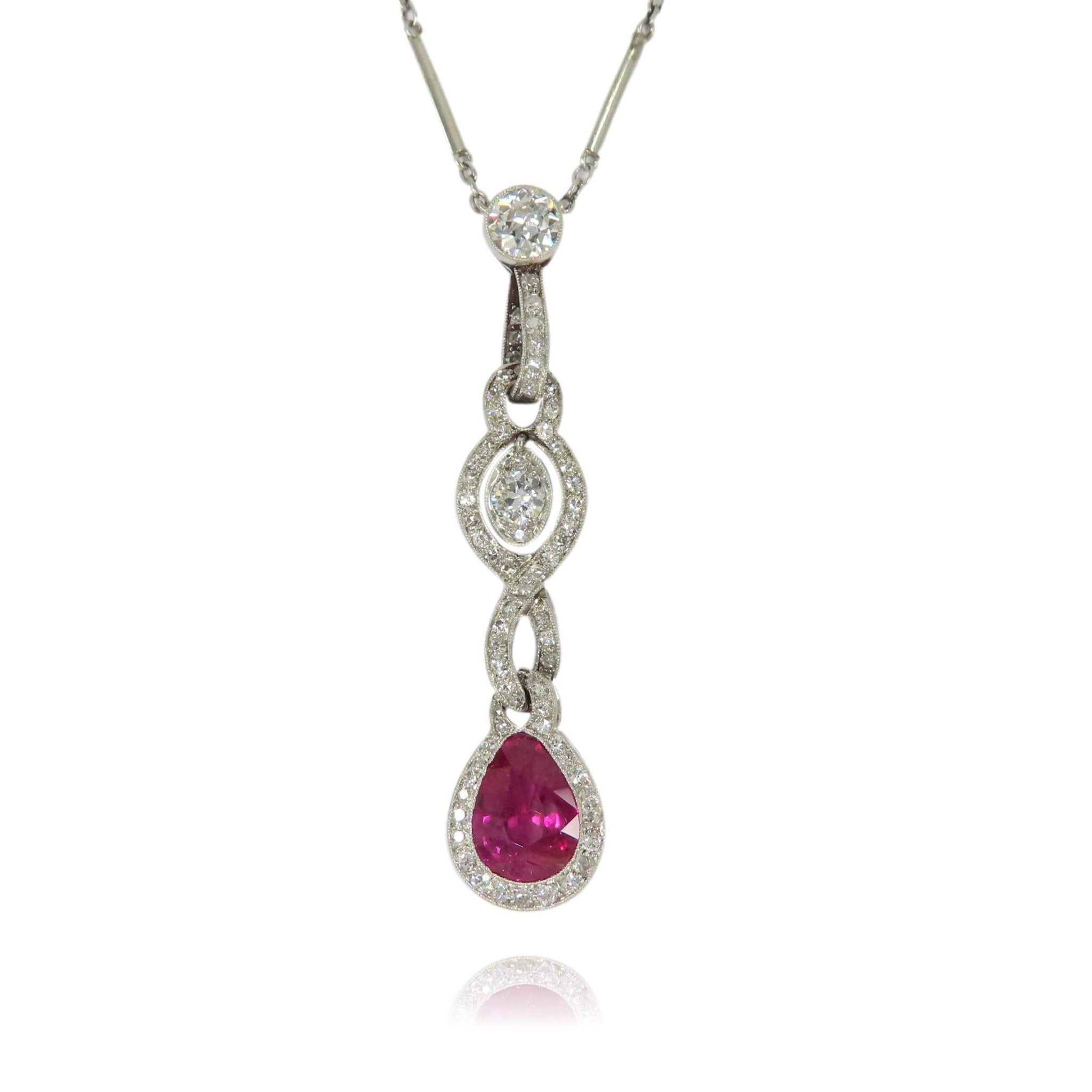 Antique French Ruby & Diamond Necklace - McKenna & Co